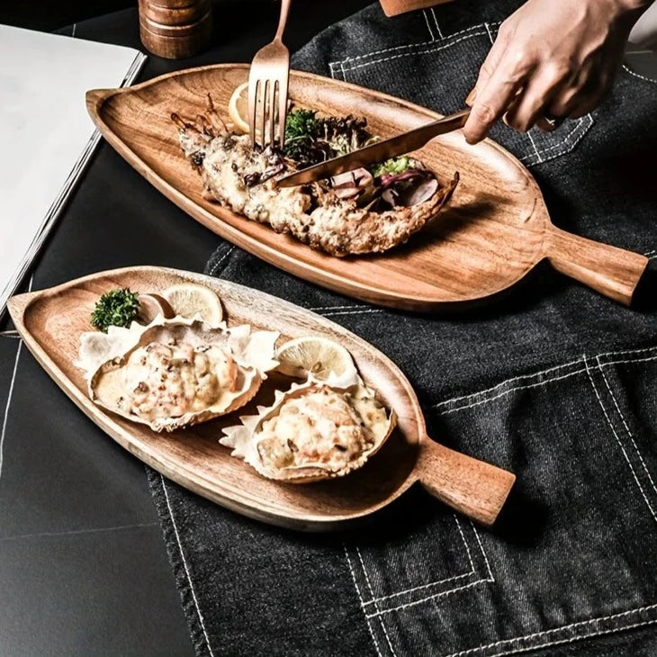 Wooden Leaf Serving Board Decorative Tray Display Platter
