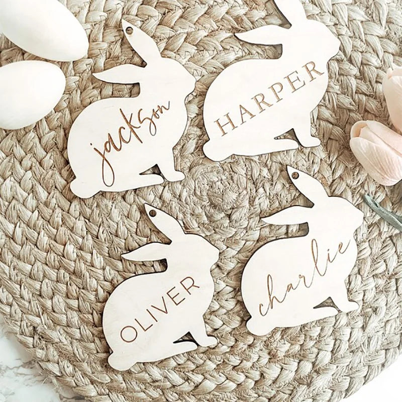Personalized Rabbit Tag Wooden Bunny Tag Gift Tag